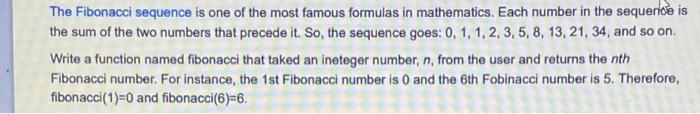 Solved The Fibonacci sequence is one of the most famous | Chegg.com