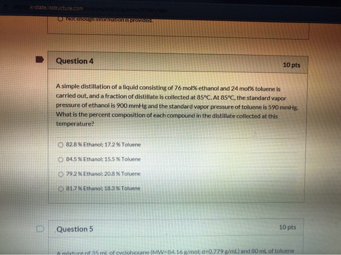 Solved k-state instructure.com TO NO enough in Question 4 10 | Chegg.com