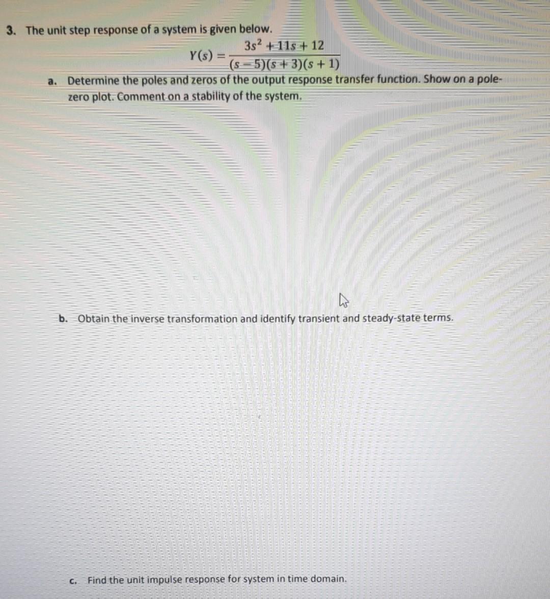 Solved 3. The unit step response of a system is given below. | Chegg.com