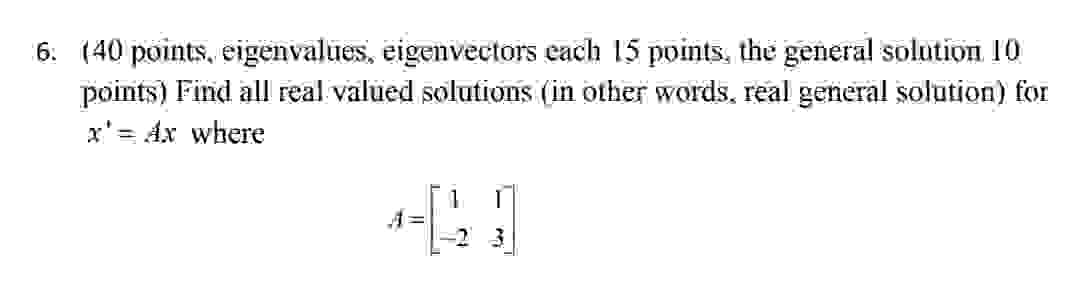 Solved 6: (40 points, eigenvalues eigenvectors each 15 | Chegg.com Solved 6: (40 points, eigenvalues eigenvectors each 15 | Chegg.com