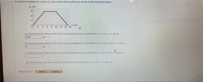 Solved A particle subject to a force that varies with | Chegg.com