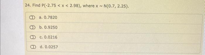 Solved 24. Find P(−2.75 | Chegg.com