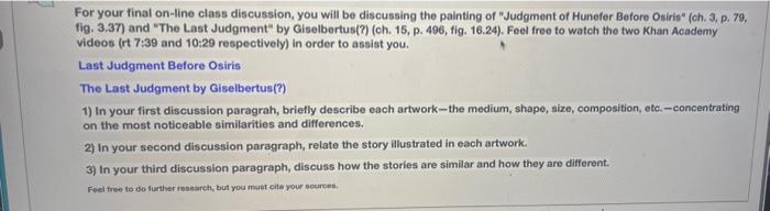 For your final on-line class discussion, you will be | Chegg.com