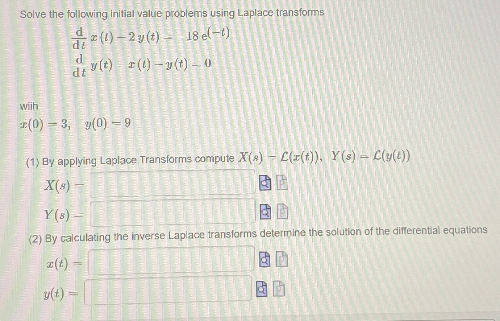Solved Solve The Following Initial Value Problems Using 0780