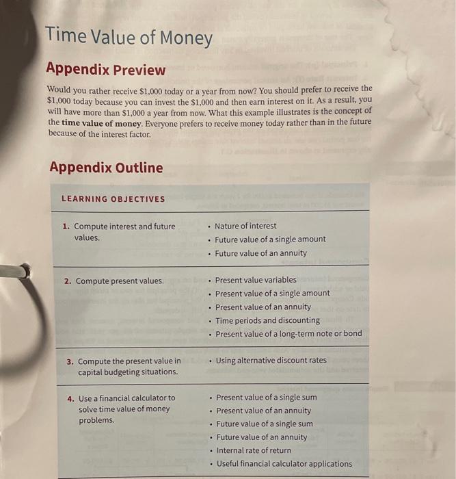 Time Value of Money Appendix Preview Would you rather | Chegg.com