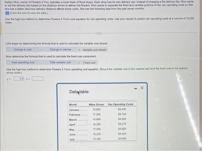 Solved please help me solve : *Use the high-low method to | Chegg.com
