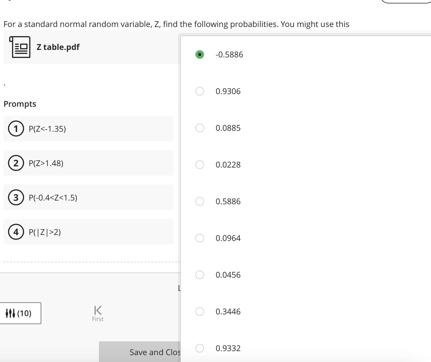 Solved For A Standard Normal Random Variable Z find The