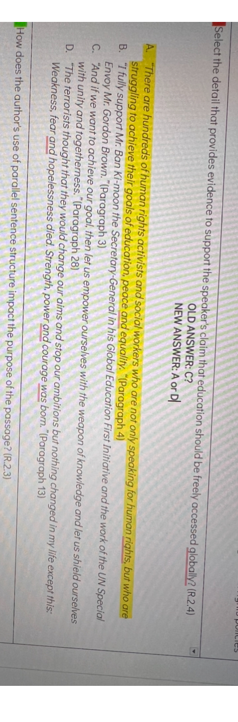 Select the detail that provides evidence to support | Chegg.com