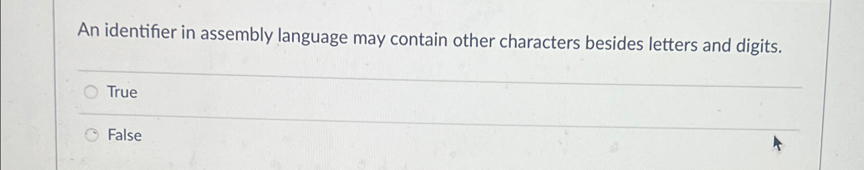 Solved An identifier in assembly language may contain other | Chegg.com
