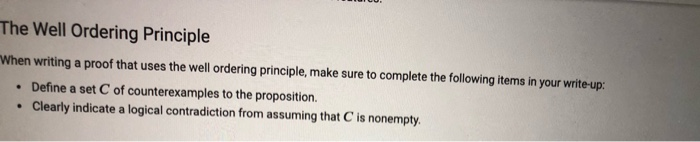 Solved The Well Ordering Principle When writing a proof that | Chegg.com