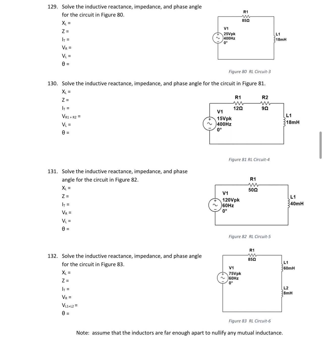 Solved Solve the inductive reactance, impedance, and phase | Chegg.com