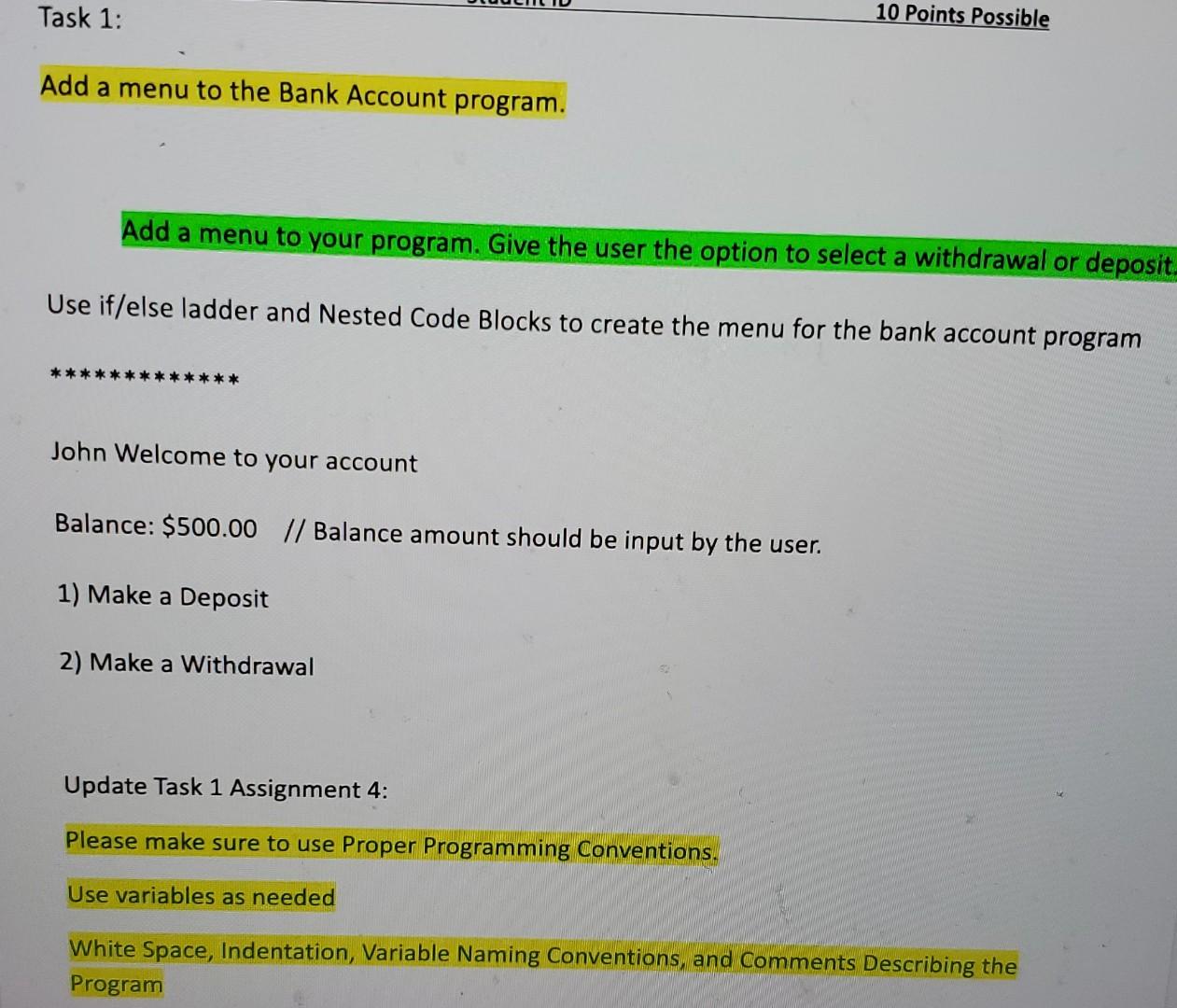 [Solved]: please write in c++ Add a menu