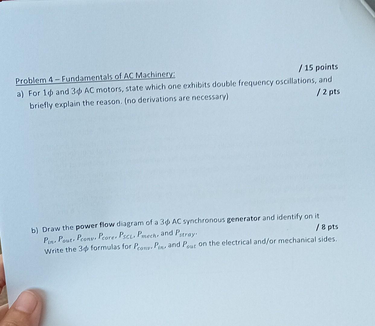 Solved / 15 points Problem 4 - Fundamentals of AC Machinery: | Chegg.com