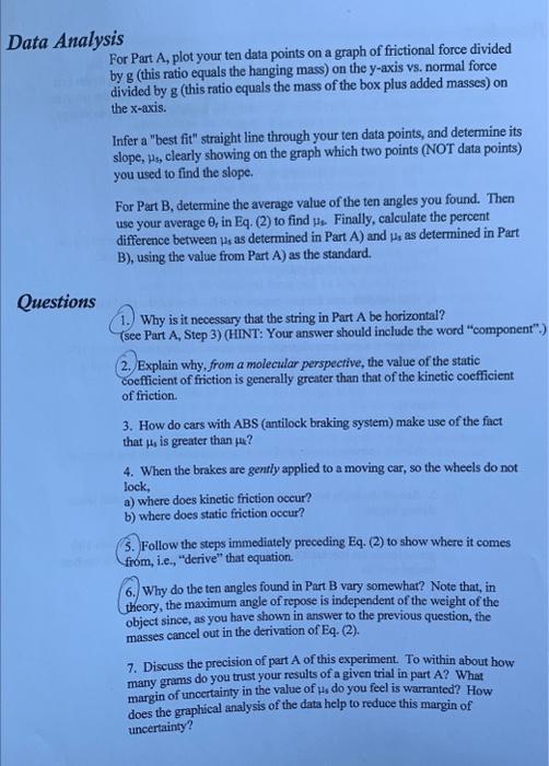 Solved lysis For Part A, plot your ten data points on a | Chegg.com