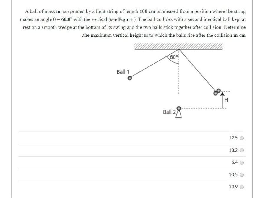 Solved A ball of mass m, suspended by a light string of | Chegg.com