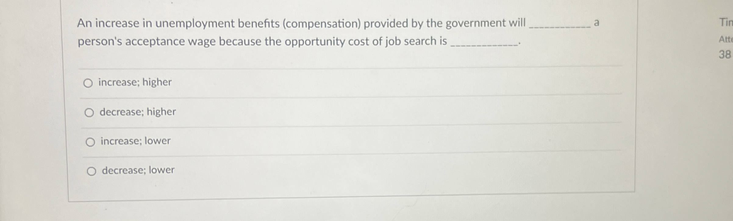 Solved An increase in unemployment benefits (compensation) | Chegg.com