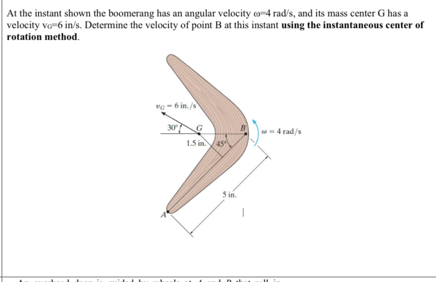 Solved At the instant shown the boomerang has an angular | Chegg.com