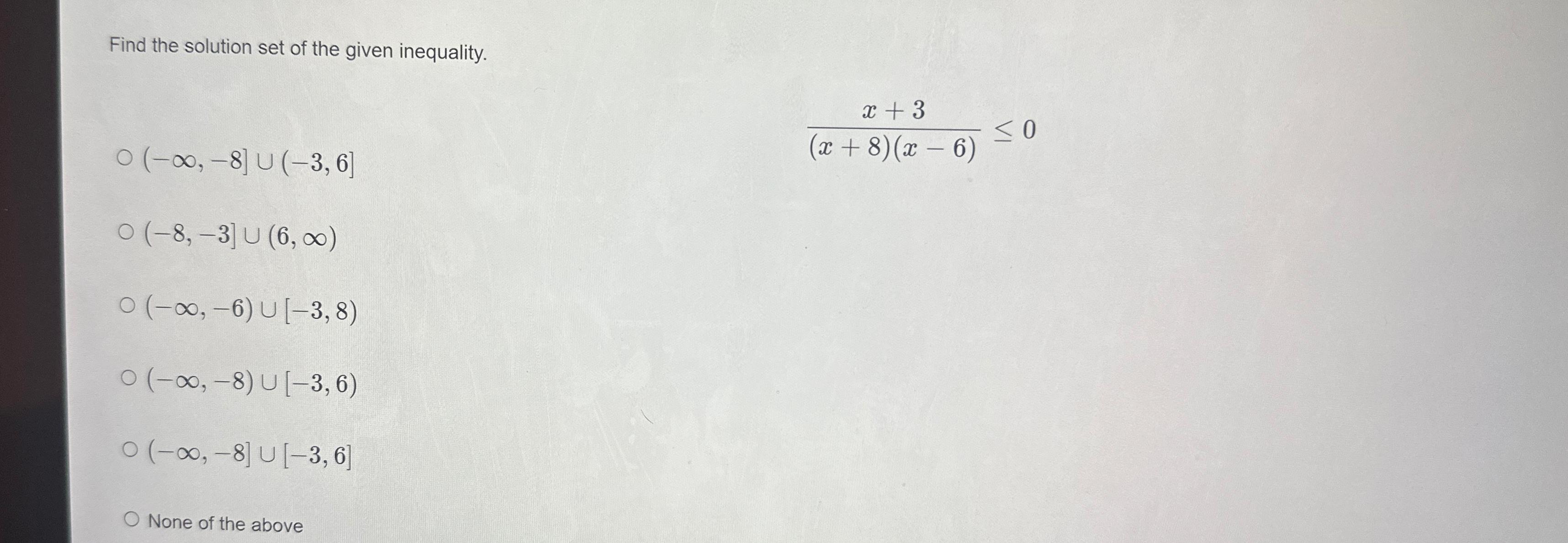 Solved Find the solution set of the given | Chegg.com
