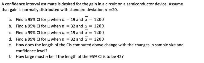Solved A confidence interval estimate is desired for the | Chegg.com