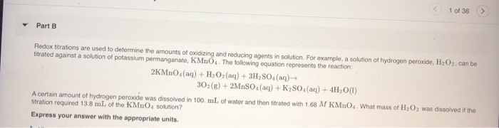 Solved Part B Redox titrations are used to | Chegg.com