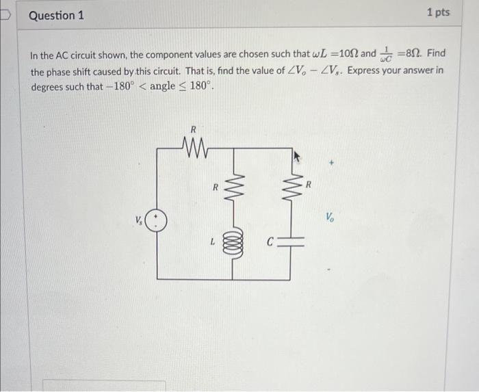 Solved In the AC circuit shown, the component values are | Chegg.com