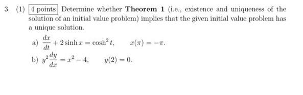 Solved (1) 4 points Determine whether Theorem 1 (i.e., | Chegg.com