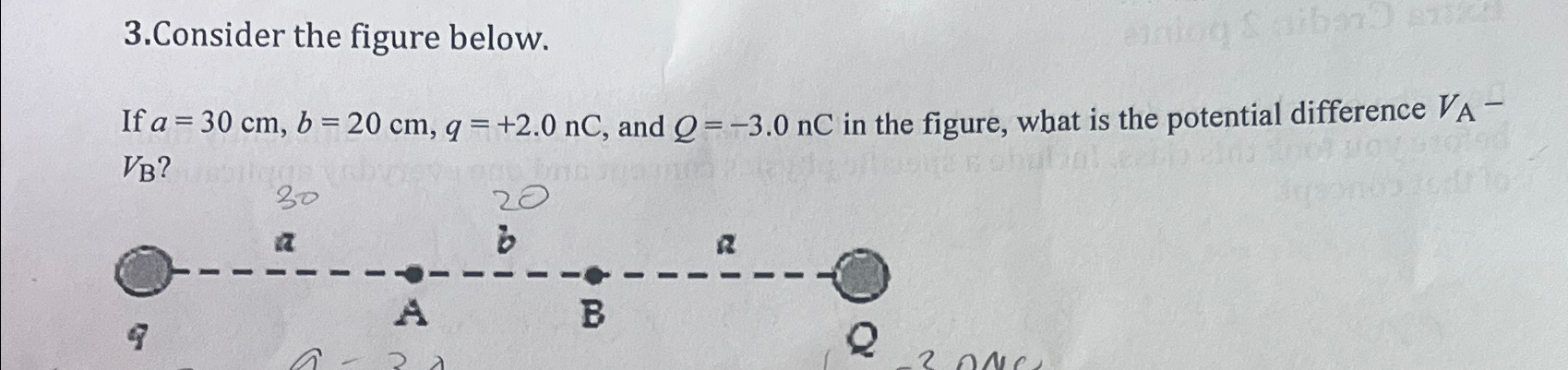Solved Consider the figure below.If a=30cm,b=20cm,q=+2.0nC, | Chegg.com