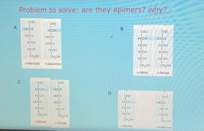 Solved Problem to solve: are they epimers? why? B D | Chegg.com