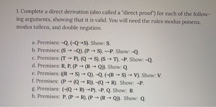 1. Complete a direct derivation (also called a | Chegg.com