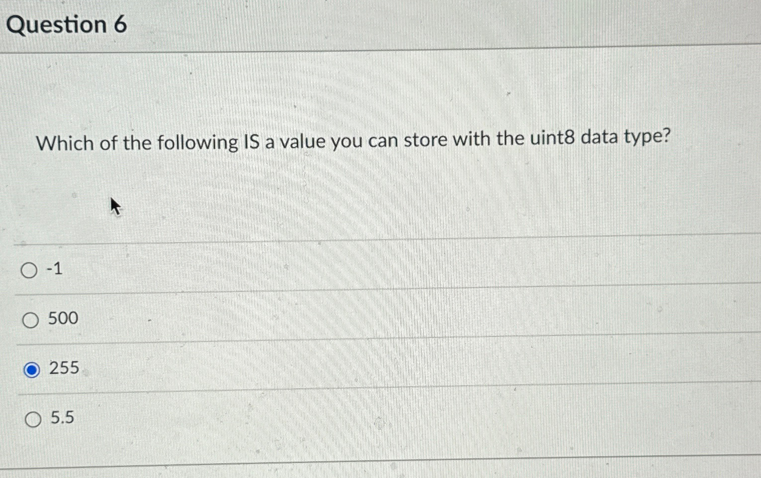 Solved Question 6Which of the following IS a value you can | Chegg.com