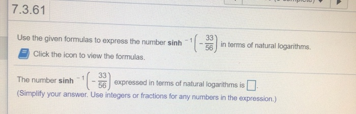 Solved 7.3.61 in terms of natural logarithms. Use the given | Chegg.com