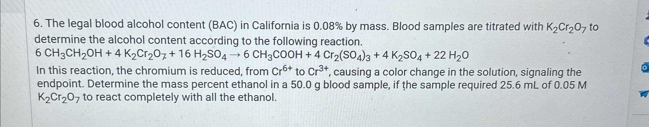 The legal blood alcohol content (BAC) ﻿in California | Chegg.com