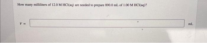 Solved How many milliliters of 12.0MHCl(aq) are needed to | Chegg.com