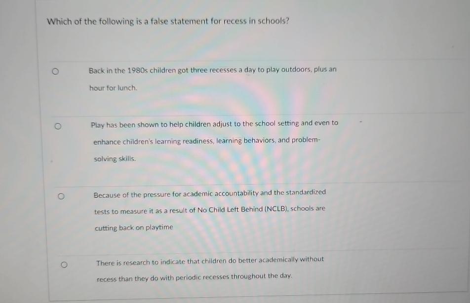 Solved Which of the following is a false statement for | Chegg.com