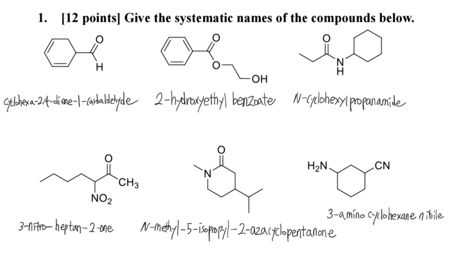 Solved [12 ﻿points] ﻿Give the systematic names of the | Chegg.com