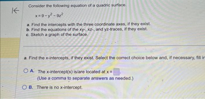 Solved Consider the following equation of a quadric surface. | Chegg.com