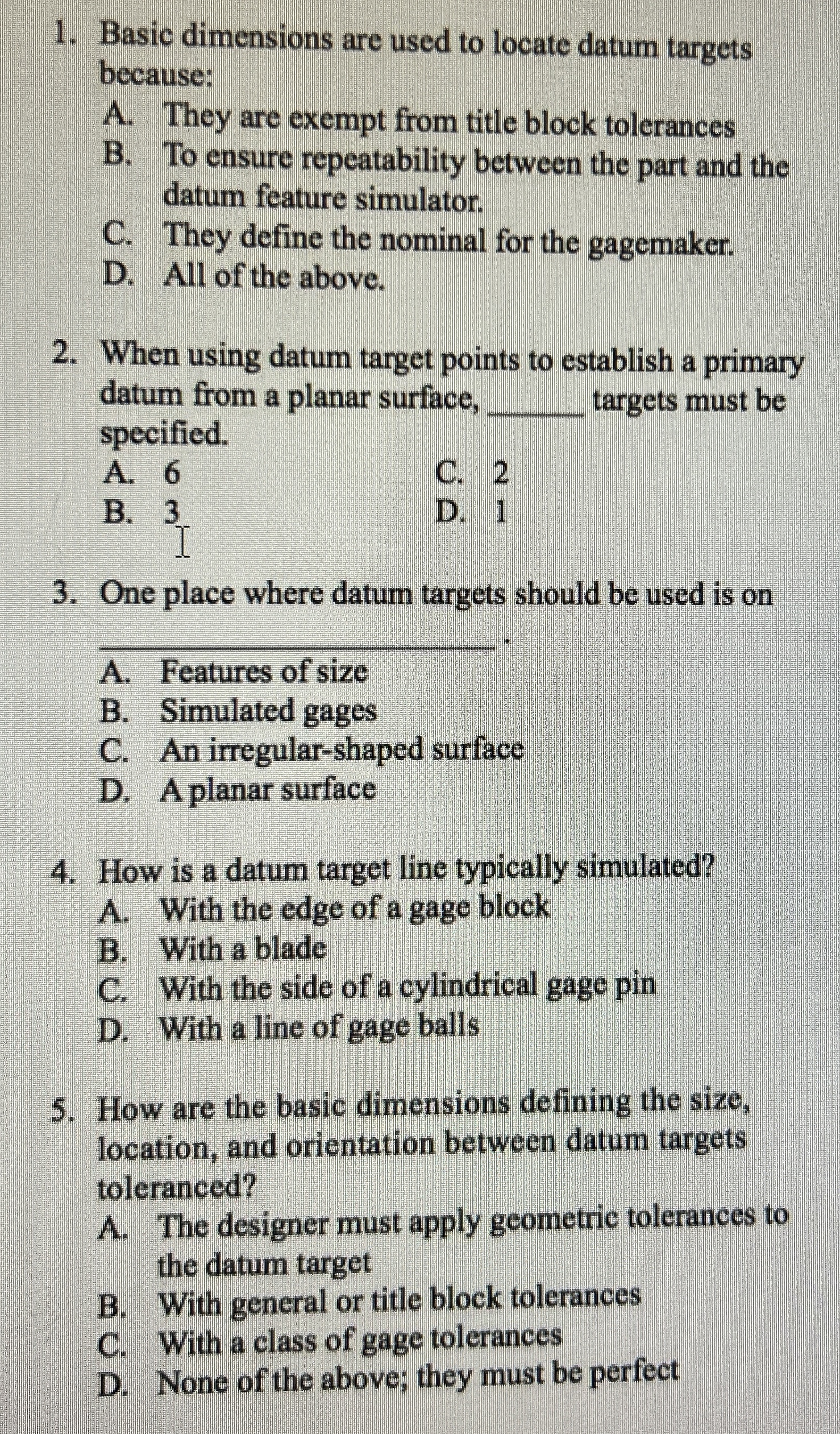 Solved Basic dimensions are used to locate datum targets | Chegg.com