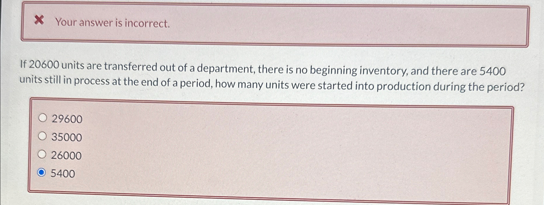 Solved If 20600 ﻿units are transferred out of a department, | Chegg.com