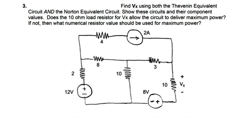 Solved Find Vx ﻿using both the Thevenin Equivalent Circuit | Chegg.com