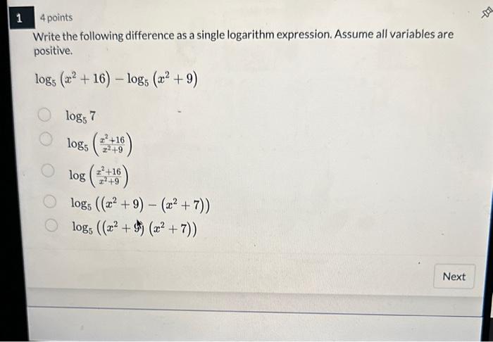 Solved Write the following difference as a single logarithm | Chegg.com