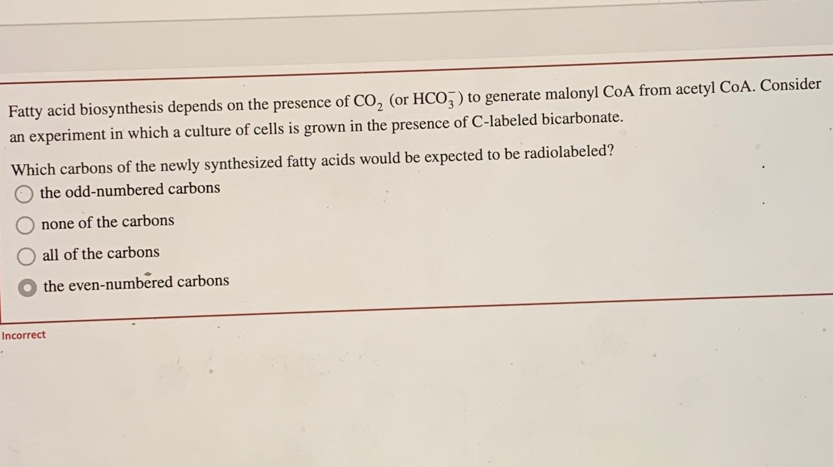 Solved Fatty acid biosynthesis depends on the presence of | Chegg.com