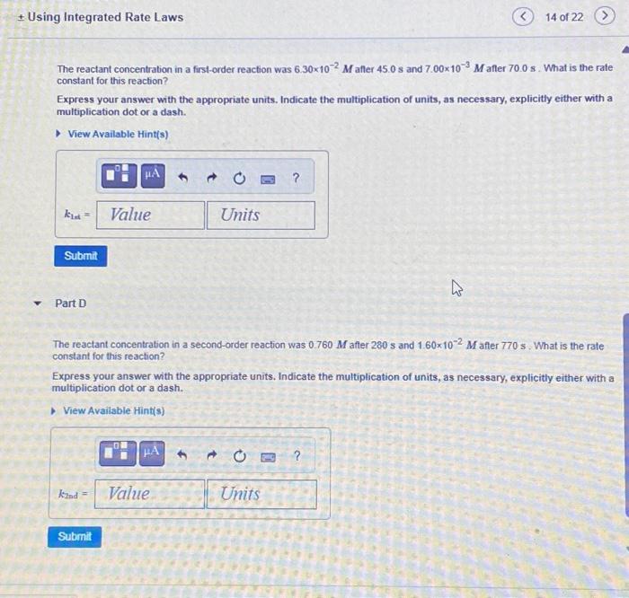 Solved The integrated rate laws for zero-, first-, and | Chegg.com