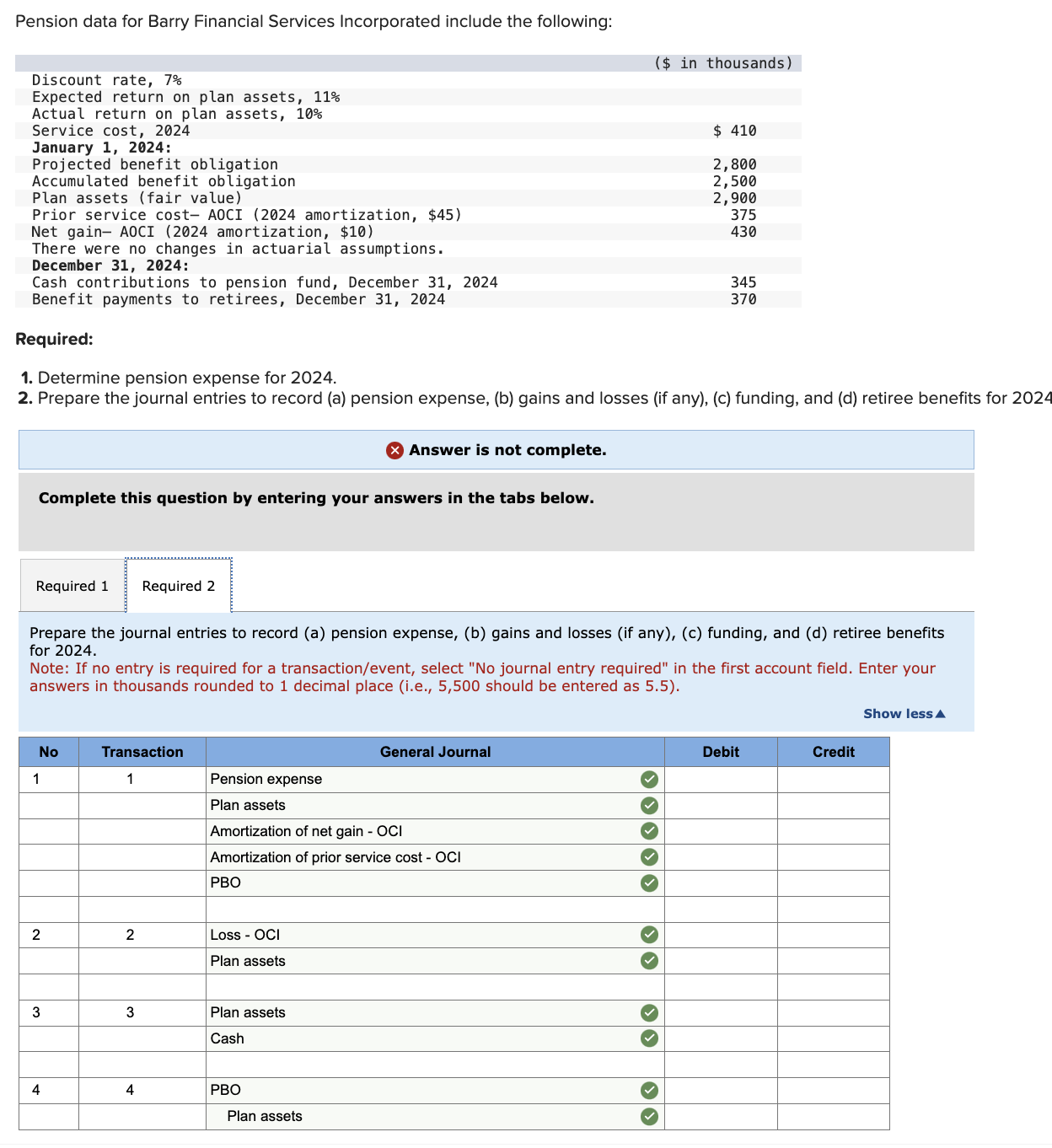 Solved Pension data for Barry Financial Services | Chegg.com