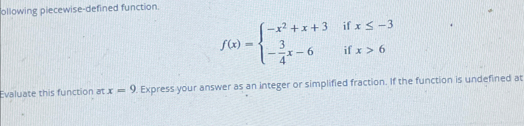 Solved ollowing piecewise-defined | Chegg.com
