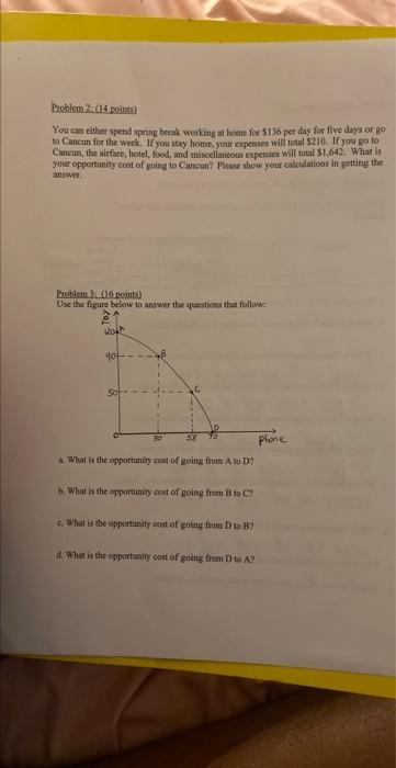 Solved Problem 2: (14 vipts) Yoa can eilher spend spring | Chegg.com