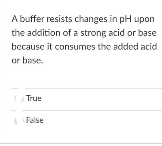 Solved A buffer resists changes in pH upon the addition of a | Chegg.com