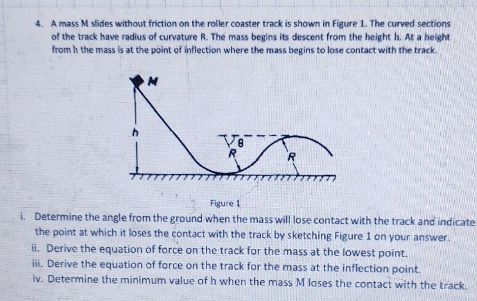 Solved 4. A mass M slides without friction on the roller | Chegg.com