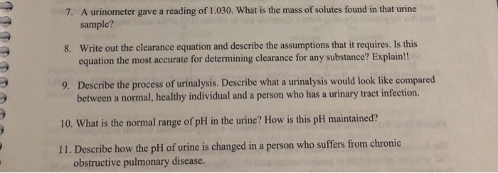 Solved 7. A urinometer gave a reading of 1.030. What is the | Chegg.com