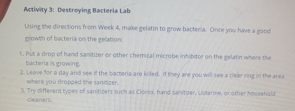 Lesson 8 Activity 1: Controlling Microbes Video Based | Chegg.com