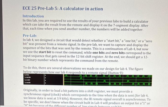 Can someone help me to solve this prelab 5 for ECE 25 | Chegg.com